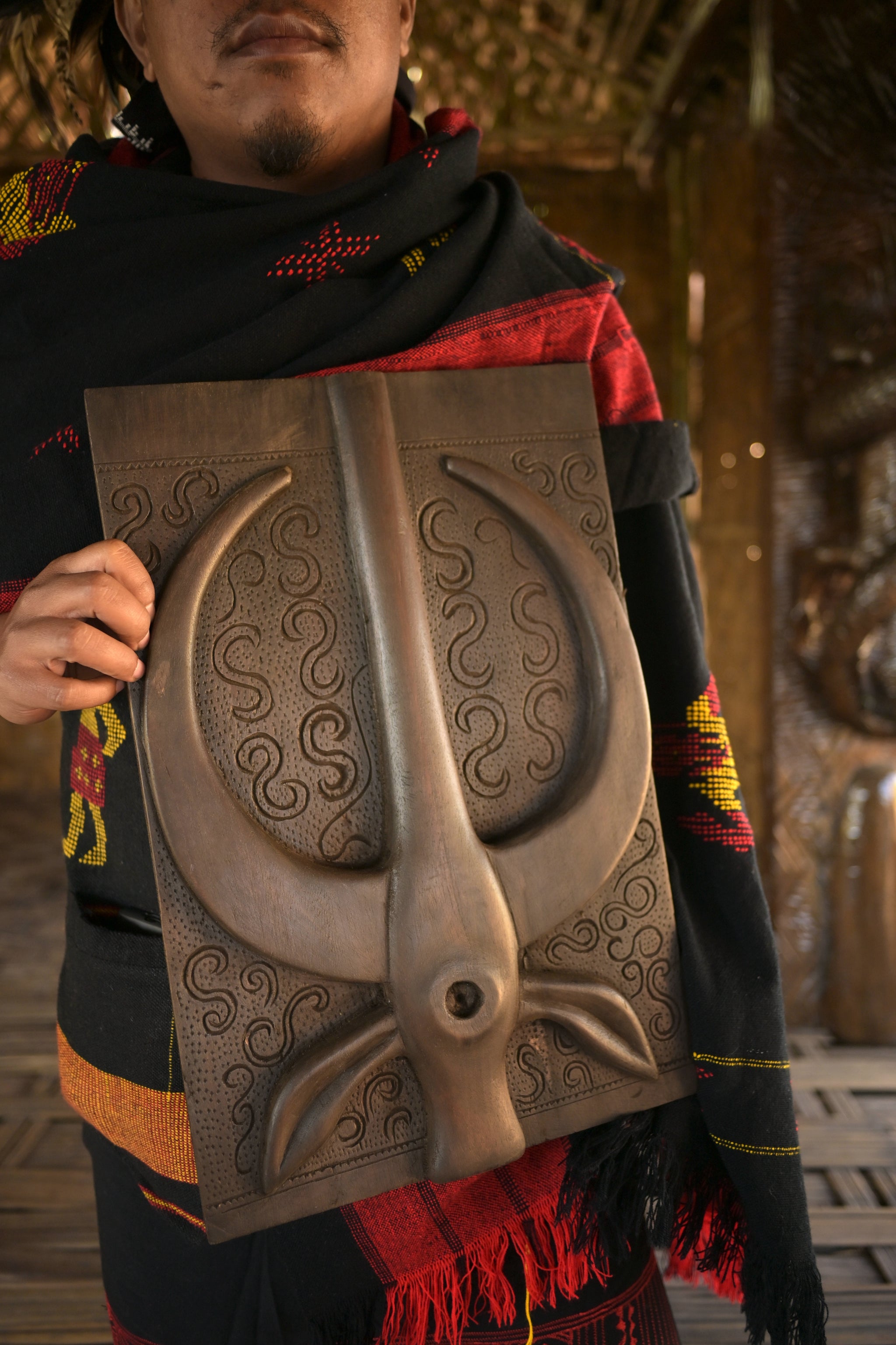 Exotic Naga Gamari Wood Panel [Mithun Head] – Northeast Handicrafts